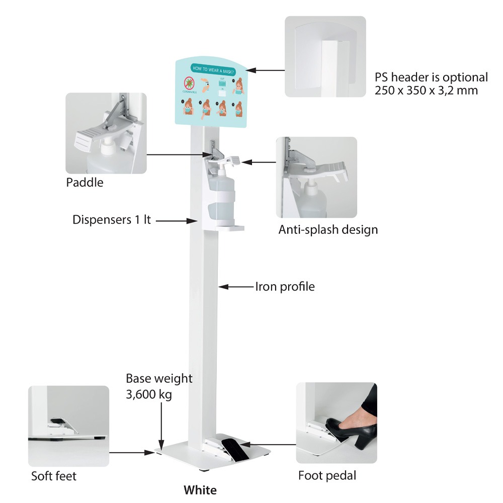 Basic Touchless Dispenser Stand Foot Operated - MT Displays
