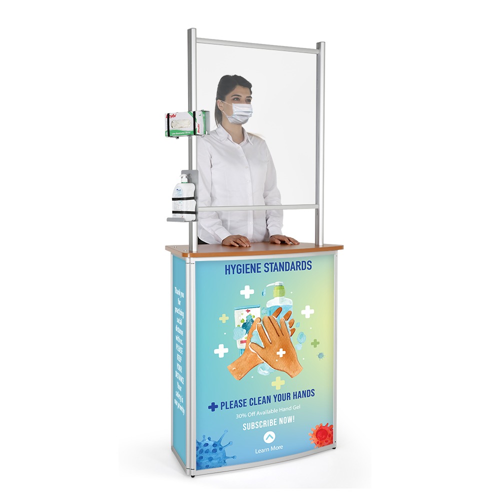 Midsize Convex Counter With Clear Barrier - MT Displays