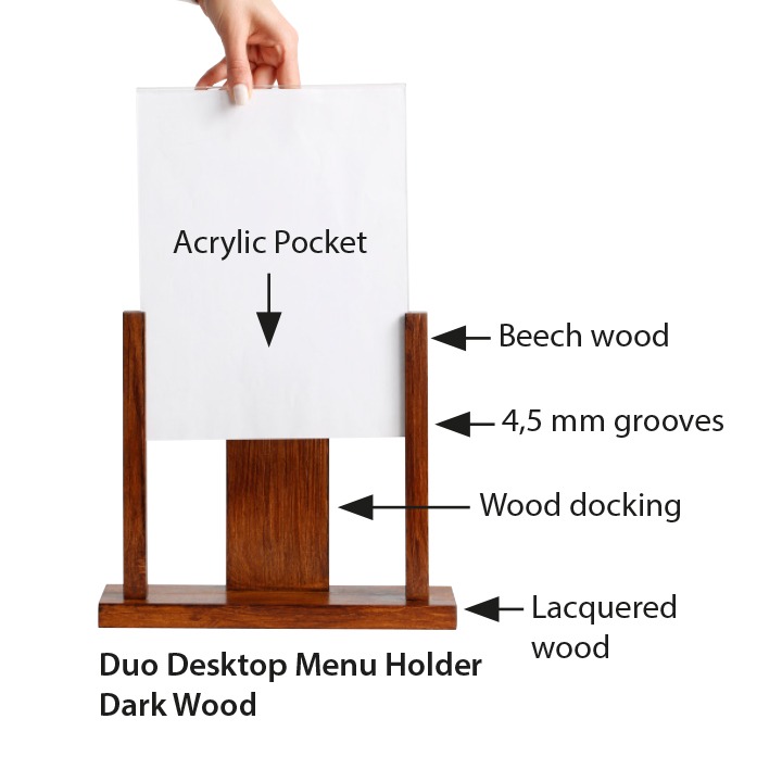 Duo Desktop Menu Holder, Straight Cut - MT Displays