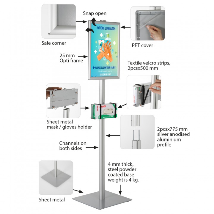 Floor Stand For Healtcare Dispenser In Box With Frame - MT Displays
