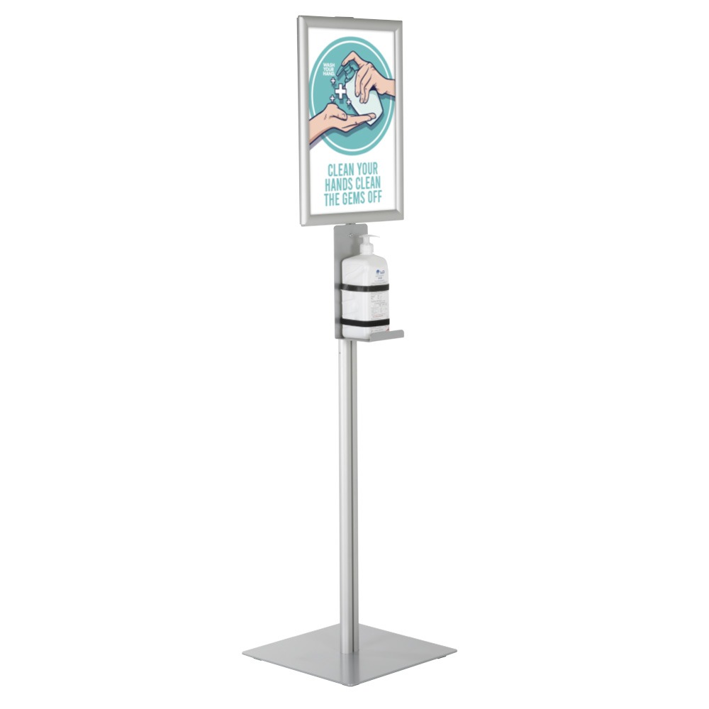 Floor Stand for Hand Sanitizer Dispensers with A3 Opti Frame - MT Displays