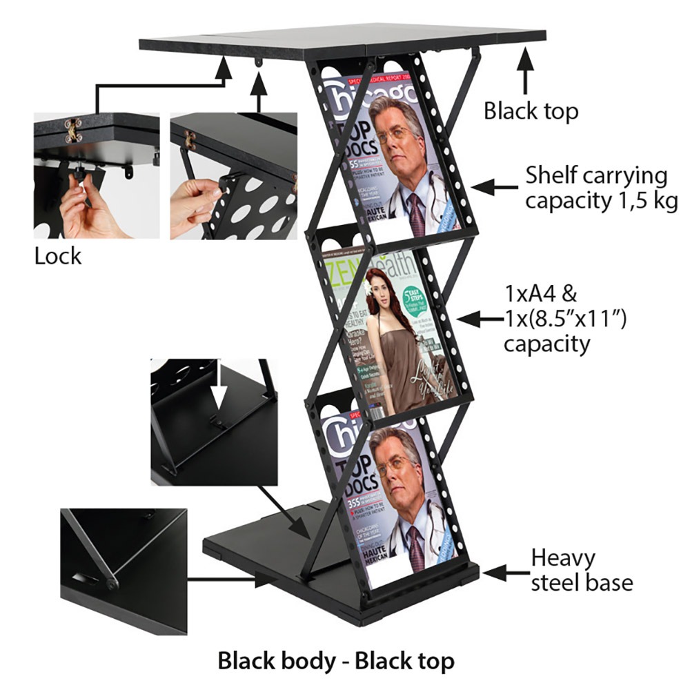Foldable Wood Counter with Perforated Shelves 1xA4 - MT Displays
