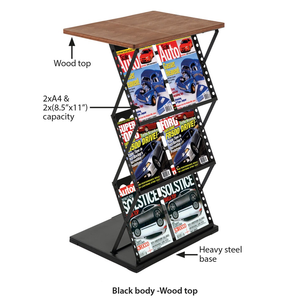 Foldable Wood Counter with Perforated Shelves 2xA4 - MT Displays