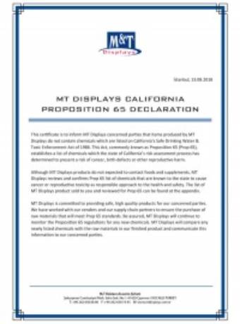 CERTIFICATES & AWARDS - MT Displays